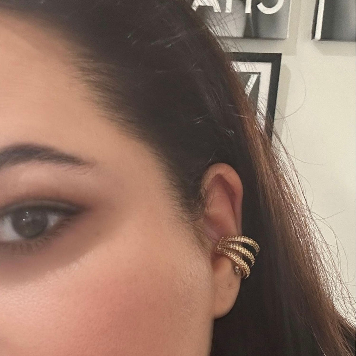 Triple Row Pavé Ear Cuff | Gold Crystal Statement Cuff | Jagged Halo Jewelry – Jagged Halo Jewelry